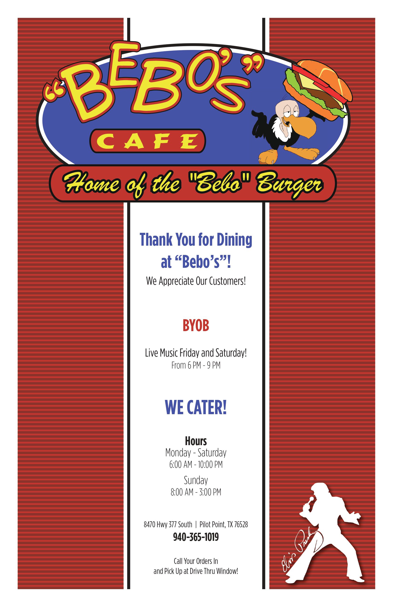 Menu - Bebo's || Home of the "Bebo" Burger